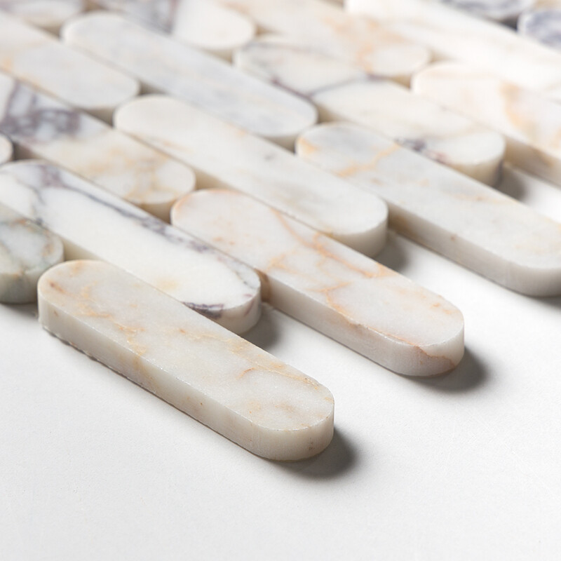 Calacatta Picasso Honed Pill Marble Mosaic | 12×12 | Marble Mosaic