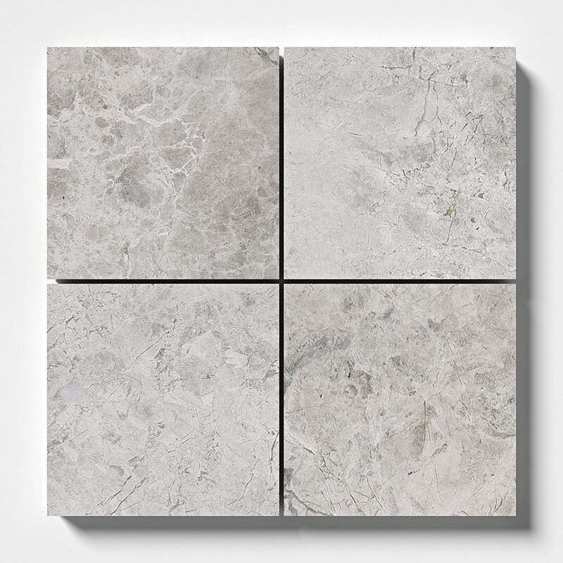 Silver Clouds Polished Marble Tile | 4x4x3/8 | Marble Flooring | Gray ...