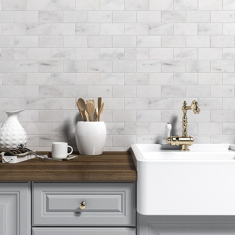 Avalon Polished Marble Tile | 2 3/4x5 1/2x3/8 | Marble Flooring | White ...